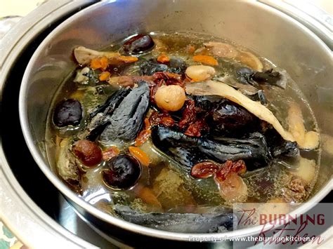 Double Boiled Black Chicken Herbal Soup Recipe The Burning Kitchen
