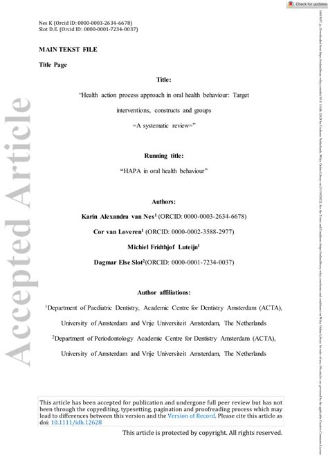 Pdf Health Action Process Approach In Oral Health Behaviour Target Interventions Constructs