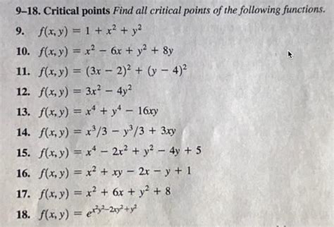 solved 9 18 critical points find all critical points of the