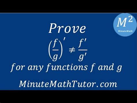 Prove Fg ≠ Fg For Any Functions F And G Youtube