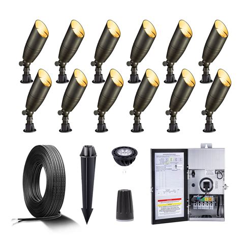 Gardenreet Solid Brass 12v Led Landscape Lighting Kit 12 Pack