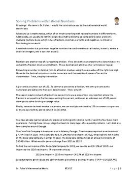 Solving Multistep Problems With Rational Numbers Script By