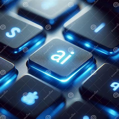 Illuminated Laptop Keyboard With Ai Button Futuristic Depictions Of Artificial Intelligence
