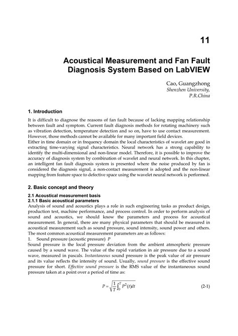 Pdf Acoustical Measurement And Fan Fault Diagnosis System Based On