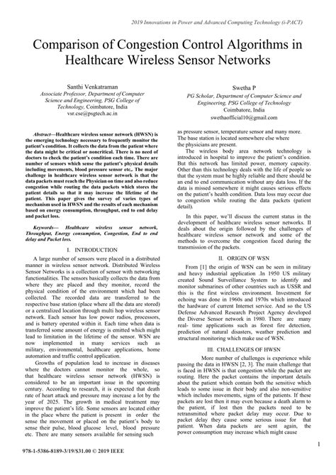 Pdf Comparison Of Congestion Control Algorithms In Healthcare Wireless Sensor Networks