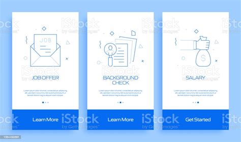 플랫 아이콘이 있는 모바일 앱 페이지 화면의 작업 및 이력서 개념 Ux Ui 디자인 템플릿 벡터 일러스트레이션 0명에 대한 스톡 벡터 아트 및 기타 이미지 Istock
