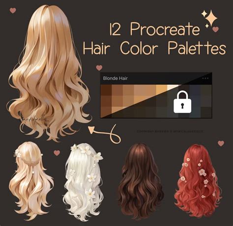12 Hair Color Palettes For Procreate Procreate Hair Palette Procreate