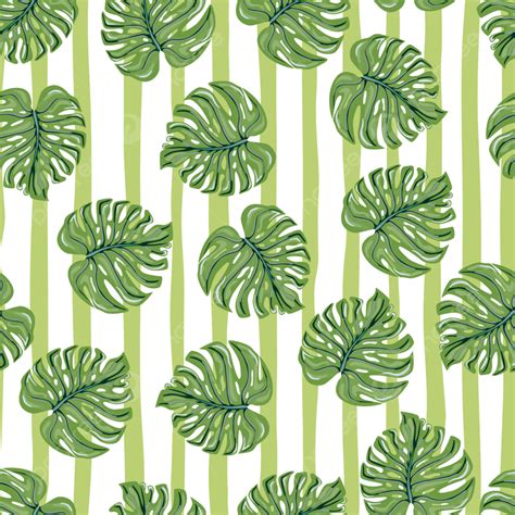 줄무늬 배경에 몬스테라 잎이 있는 빈티지 열대 원활한 패턴 원활한 배경 필로덴드론 배경 일러스트 및 사진 무료 다운로드 Pngtree