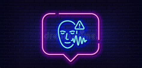 Voice Wave Line Icon Face Scan Sign Neon Light Speech Bubble Vector