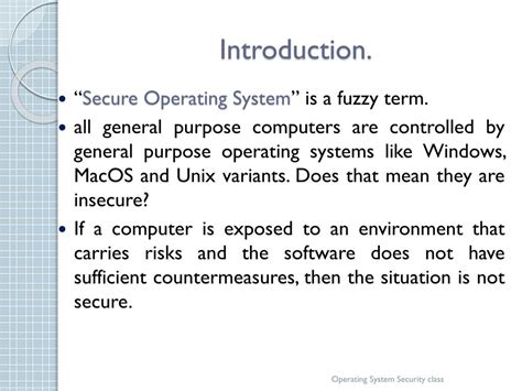 Ppt Measures To Improve Security In A Microkernel Operating System