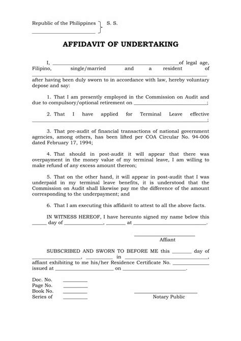 pdf affidavit of undertaking bureau of corrections i am executing this affidavit to attest