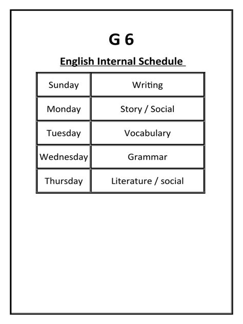 Internal Schedule Pdf