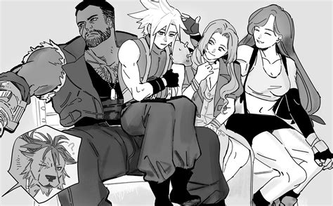 Tifa Lockhart Cloud Strife Aerith Gainsborough Barret Wallace And Red Xiii Final Fantasy