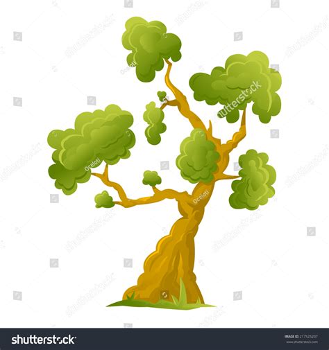 One Big Cartoon Tree Thin Branches Stock Vector Royalty Free 217525207 Shutterstock
