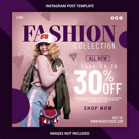 현대 패션 소셜 미디어 인스타그램 포스트 템플릿 프리미엄 벡터