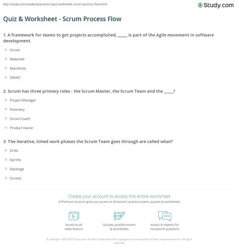 Quiz And Worksheet Scrum Process Flow