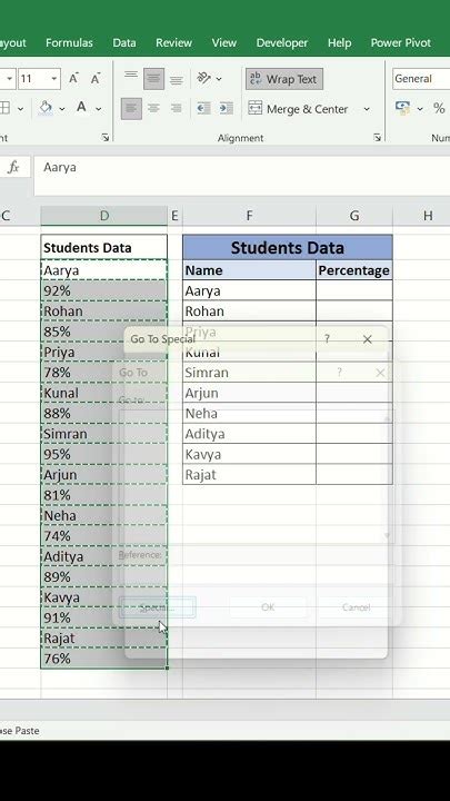 Rearrange Table Data In Excel Using Ctrlg And Special Features Excel Shortvideo Tricks