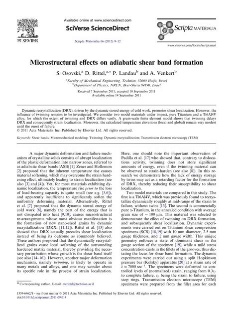 Pdf Microstructural Effects On Adiabatic Shear Band Formation