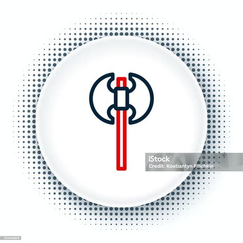 흰색 배경에 격리 된 줄 중세 도끼 아이콘 전투 도끼 실행자 도끼 중세 무기 다채로운 개요 개념 벡터 다중 색상에 대한 스톡 벡터 아트 및 기타 이미지 Istock