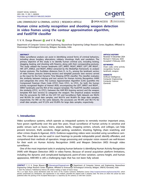 Pdf Human Crime Activity Recognition And Shooting Weapon Detection In Video Frames Using The