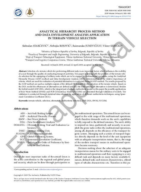 pdf analytical hierarchy process method and data envelopment analysis