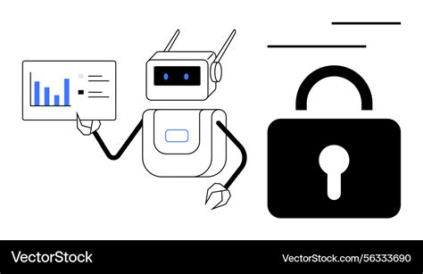 Data Security Robot With Chart Royalty Free Vector Image