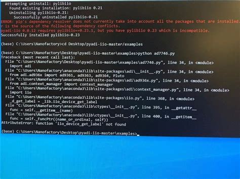 getting iio device get label not found error when using pyadi iio to