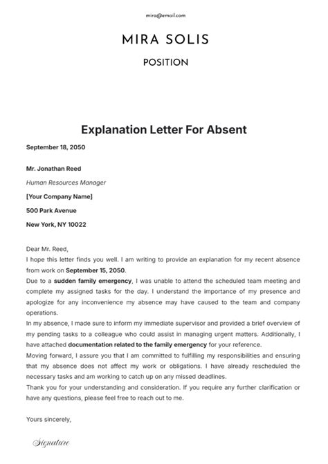 Free Explanation Letter For Not Attending Training Template To Edit Online