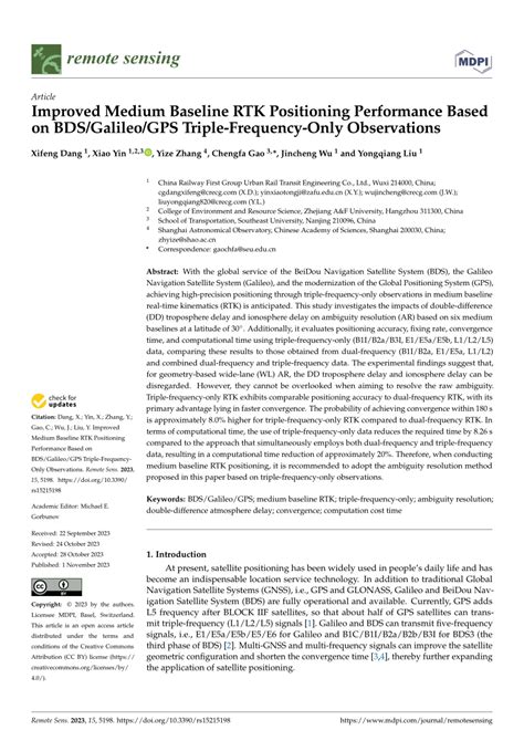 Pdf Improved Medium Baseline Rtk Positioning Performance Based On Bds