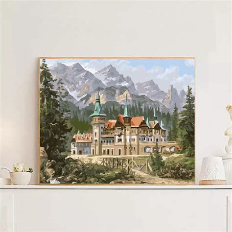 Photocustom 숫자별 현대 회화 자연 풍경 프레임 포함 그림 색칠하기 수제 미술 장식 선물 예술 공예 및 바느질