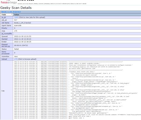 Scancode Error Unable To Import Scancode Plugins In Fossology 4210
