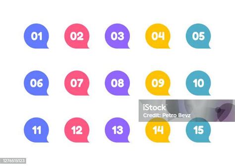 흰색 배경에 슈퍼 세트 글머리 기호 1에서 15까지의 숫자로 다채로운 마커 현대 벡터 일러스트레이션 총알에 대한 스톡 벡터 아트 및 기타 이미지 Istock