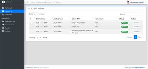 Online Thesis Archiving System In Php Mysql Campcodes