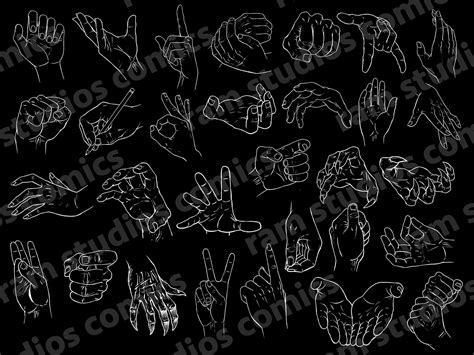 Procreate Hand Stamps Pose Brushes Comic Artist Reference Hand Anatomy Stamps Digital