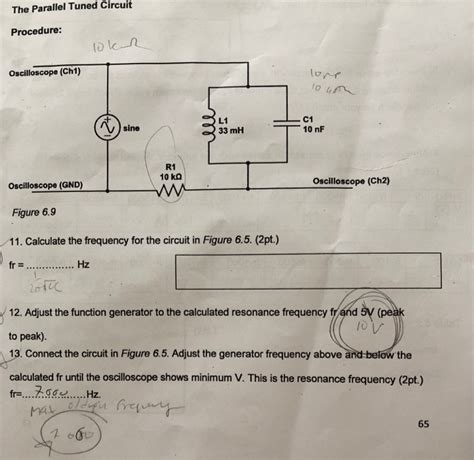 Solved The Parallel Tuned Circuit Procedure Oscilloscope Chegg Com