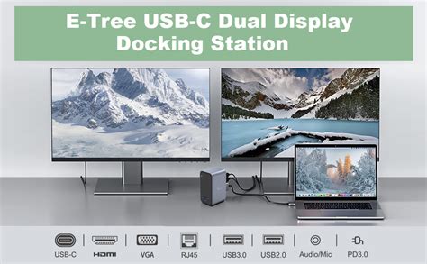 Laptop Docking Station Dual Monitor For Macbook Pro Air 13 In 2 Dual Display Usb C