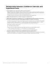 Comparing Confidence Intervals And Hypothesis Tests Course Hero