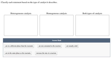 Solved Classify Each Statement Based On The Type Of Catalyst