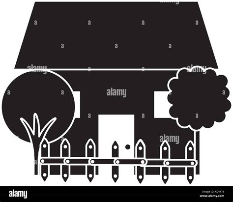 Beautiful House Building With Trees And Fence Vector Illustration Design Stock Vector Image