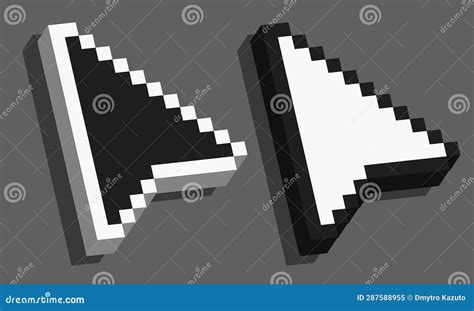 Pixel 3d Mouse Cursor Mouse Arrow Cursor Computer Mouse Click Cursor Vector Clipart Stock