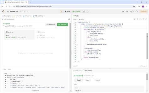 day 37 of 100daysofcode challenge merge two sorted lists ayushi
