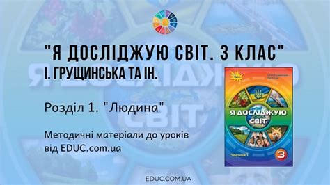 Я досліджую світ 3 клас Грущинська І Розділ 1 Людина методичні матеріали Ua