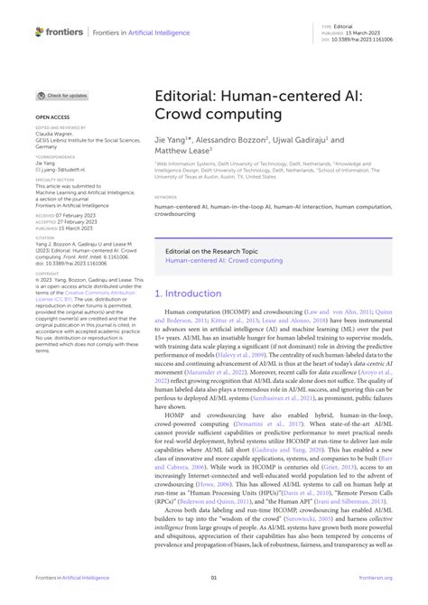 Pdf Editorial Human Centered Ai Crowd Computing