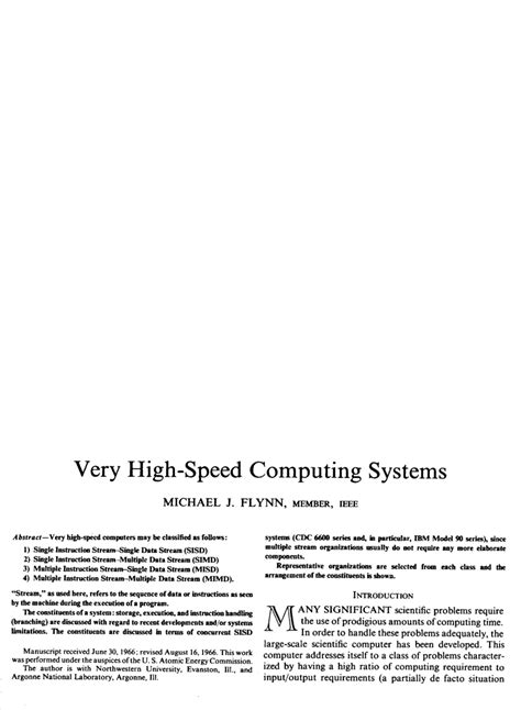 Pdf Very High Speed Computing Systems
