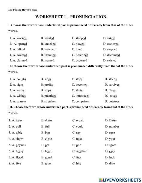 Pronunciation Online Exercise For 4 5 Live Worksheets