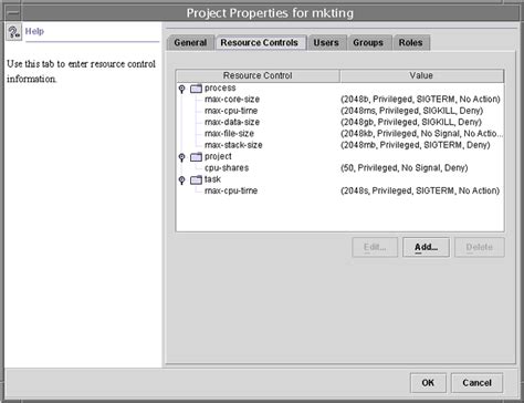 Resource Controls Tab System Administration Guide Oracle Solaris