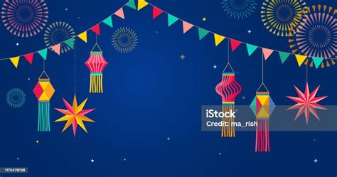 해피 디왈리 힌두교 축제 배너 인사말 카드 불타는 Diya 일러스트 인도의 빛 축제배경 디왈리에 대한 스톡 벡터 아트 및 기타 이미지 Istock