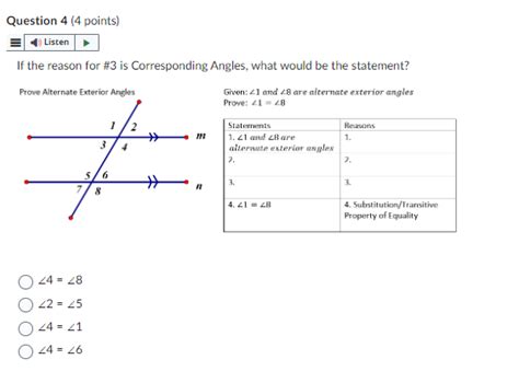 Solved If The Reason For 3 Is Corresponding Angles What