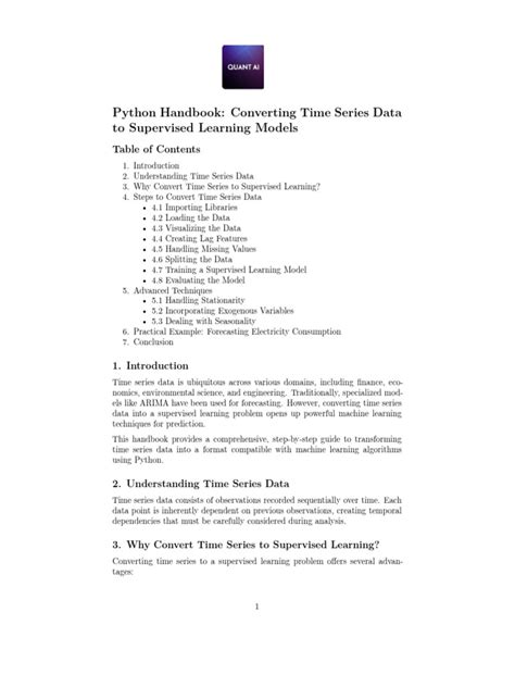 Converting Time Series Into Supervised Learning Models Pdf Time