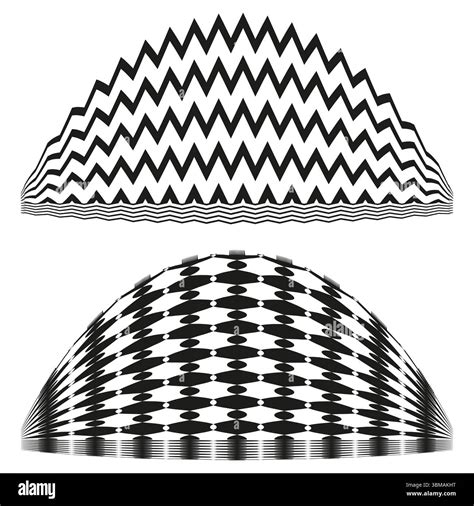 Wavy Dome Pattern Striped Half Spheres Abstract Geometric Shape Vector Visual Texture Stock